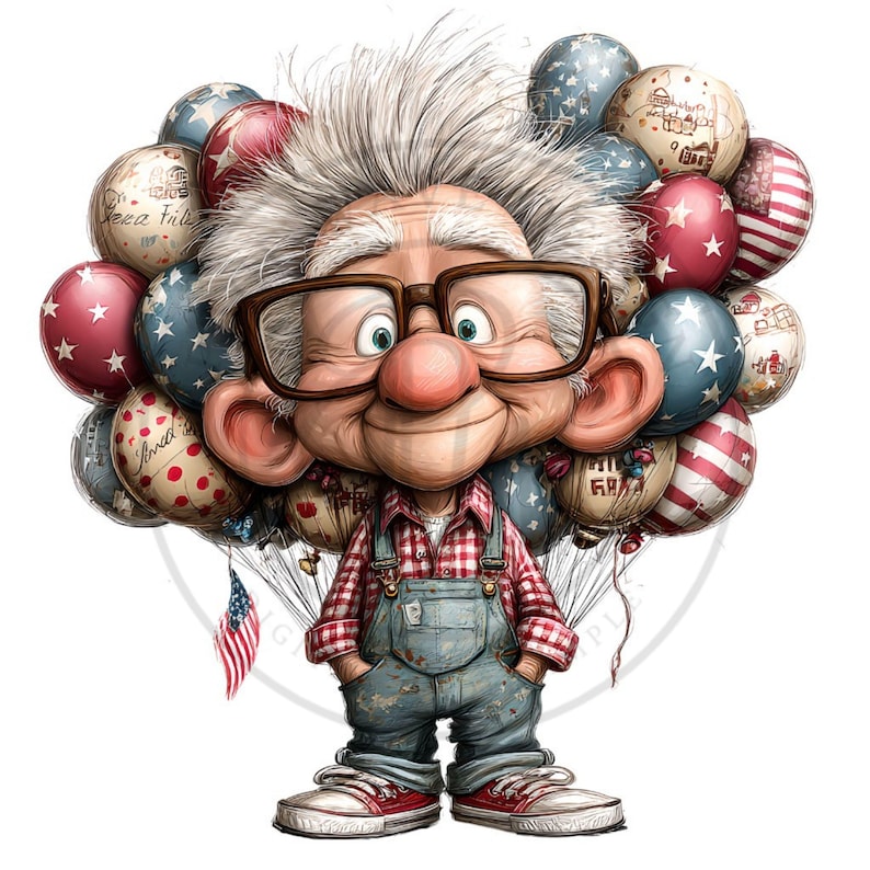 Patriotic Grandpa Clipart, 4th of July Grandad Graphics, Red White Blue ...