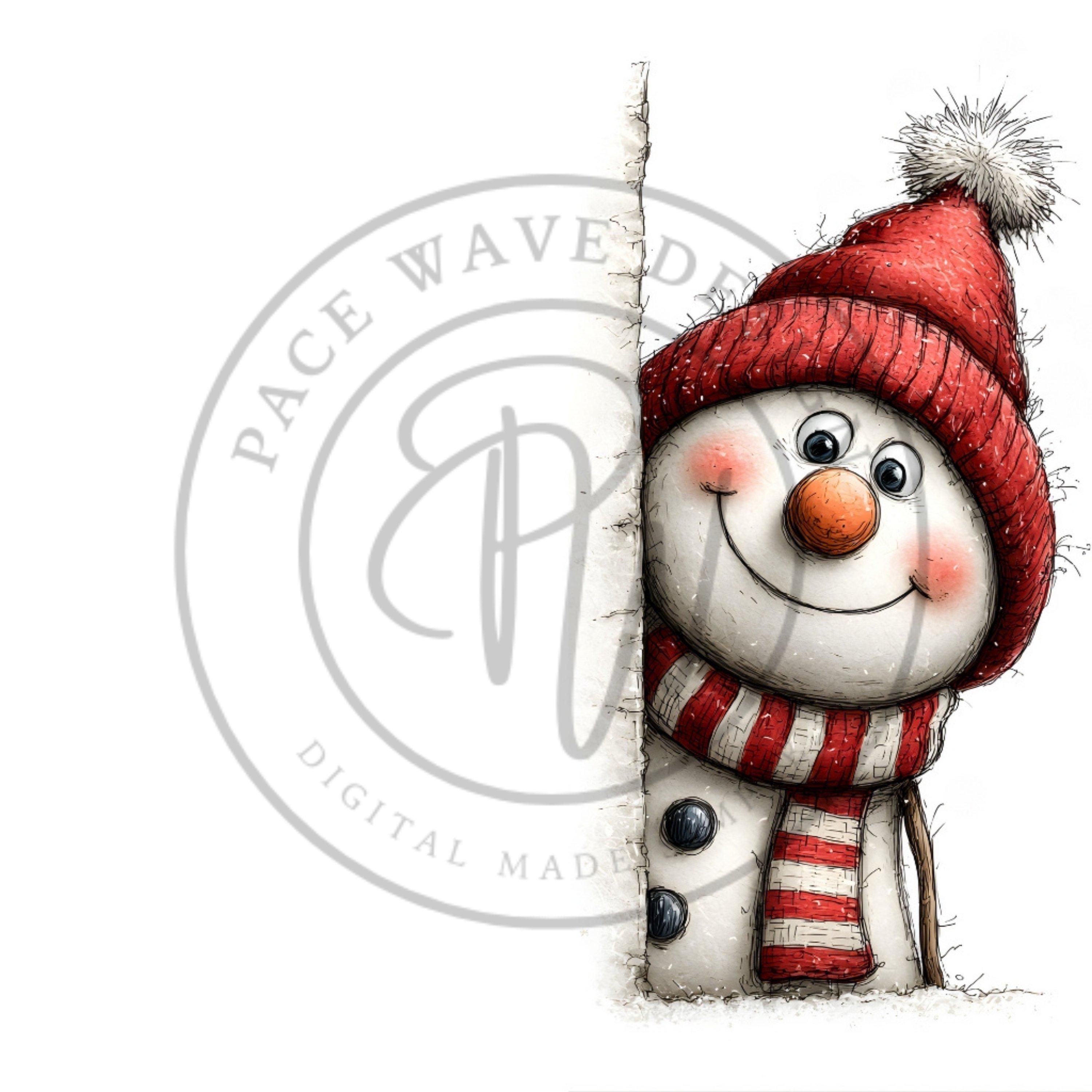 Whimsical Peeking Snowman Clipart Bundle (digital Download - 12 Pngs ...