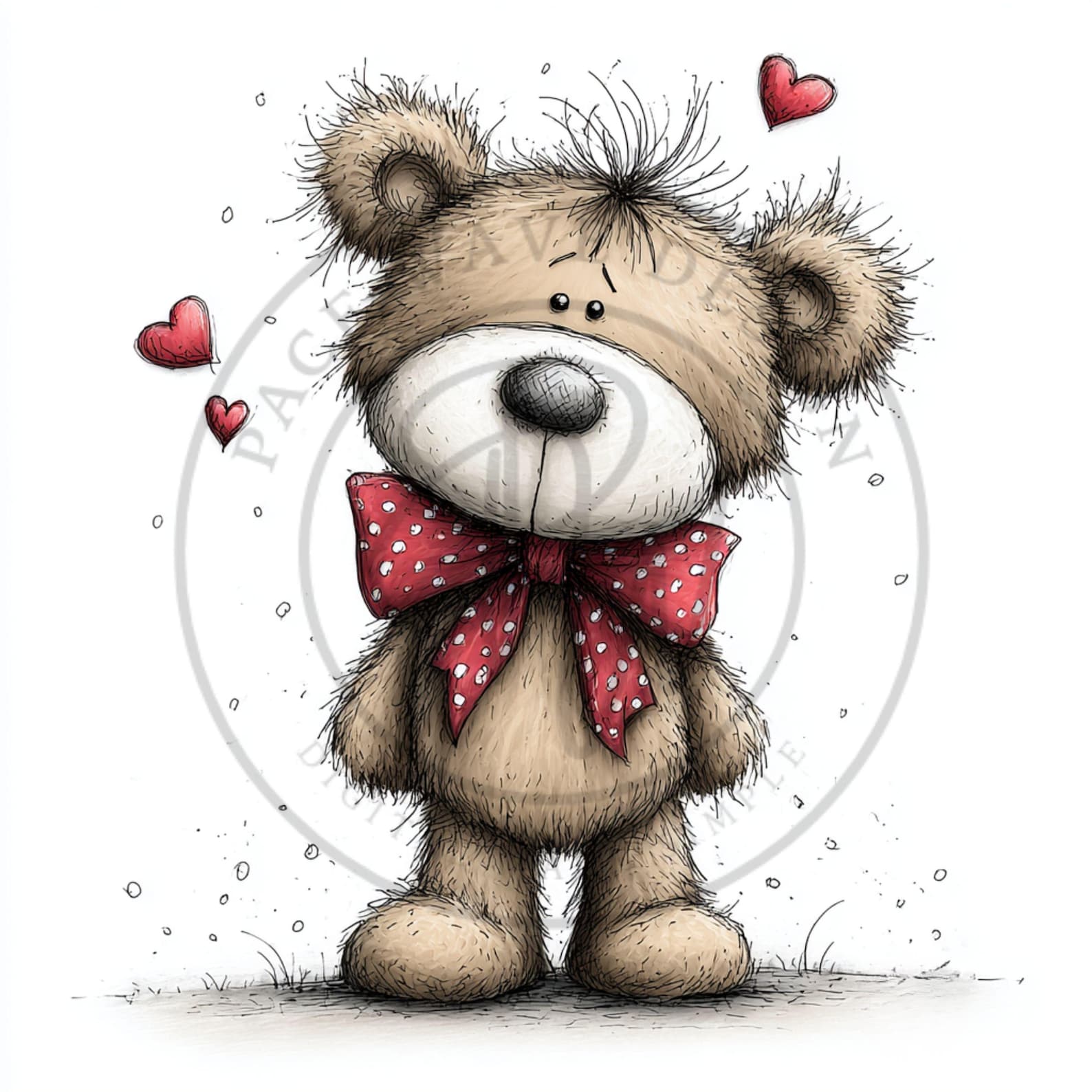 Whimsical Valentines Teddy Bear Love Clipart - Heart, Balloon, Roses ...