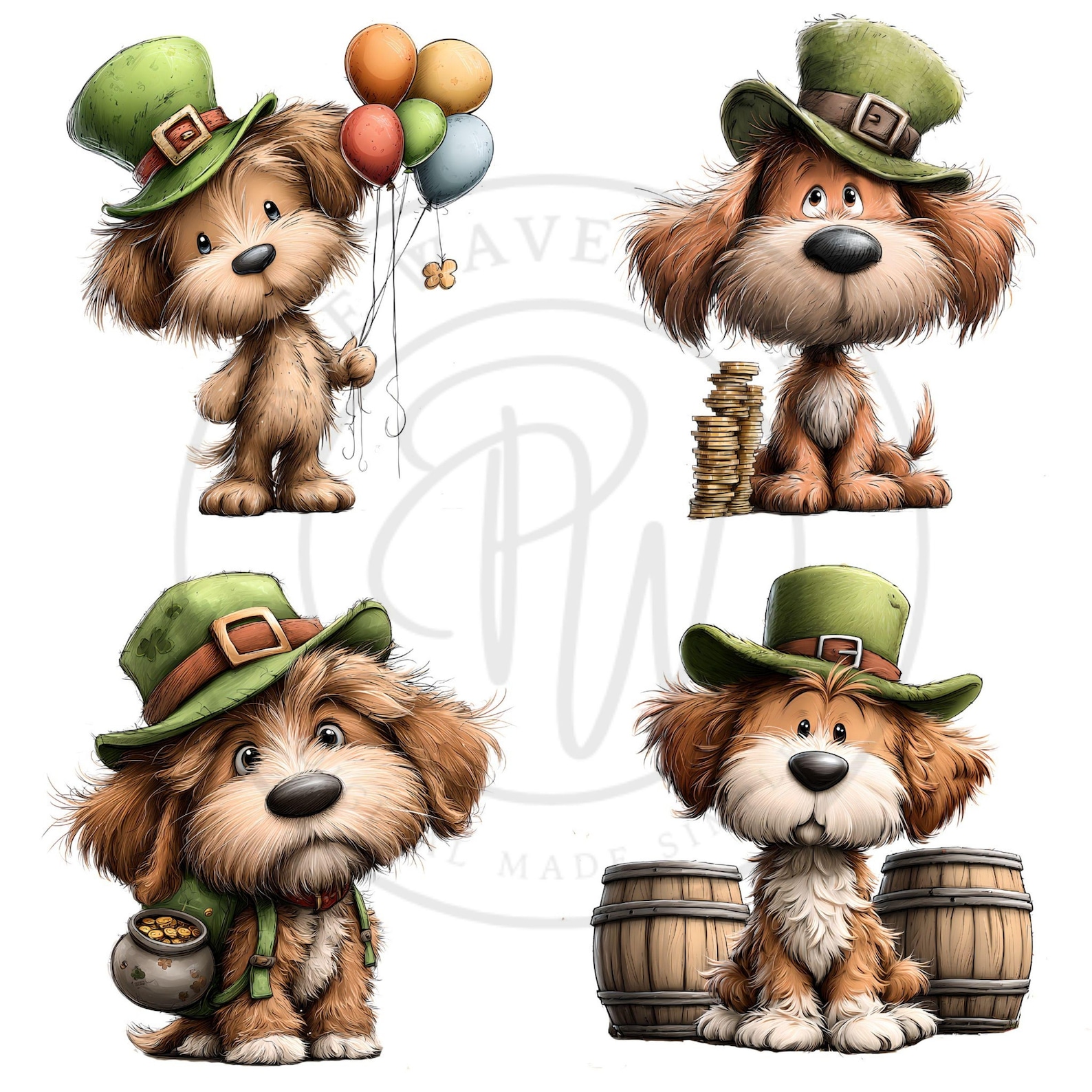 St. Patrick's Day Puppy Clipart – Irish Dog PNG Graphics (digital ...