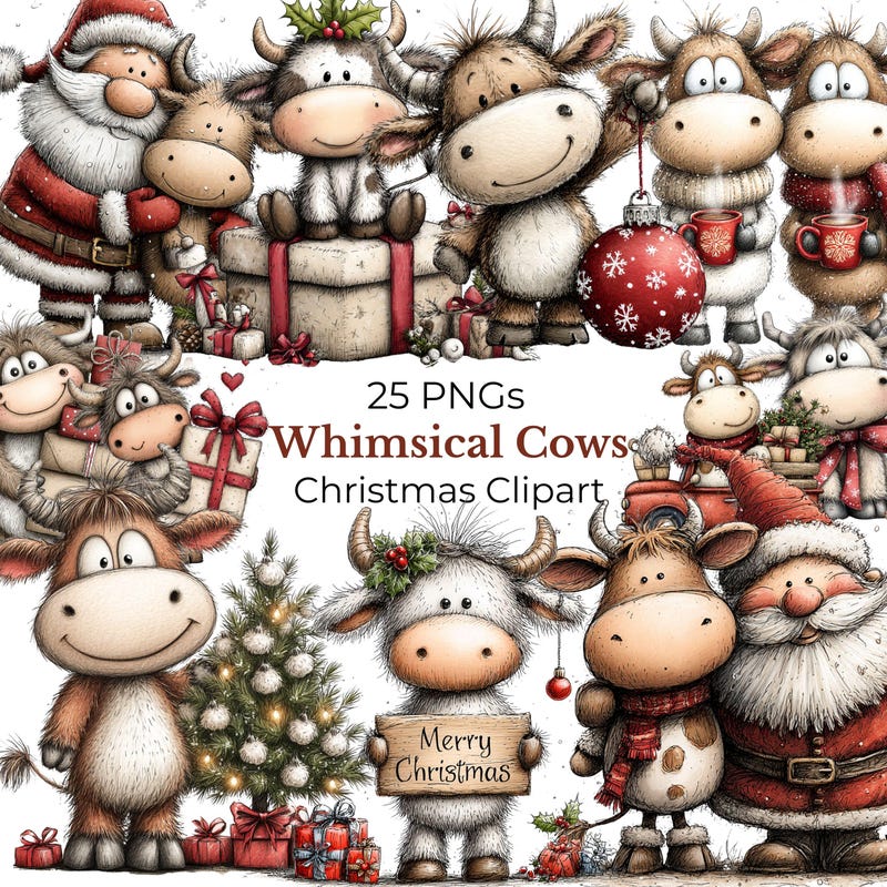 Whimsical Winter Cow - Etsy