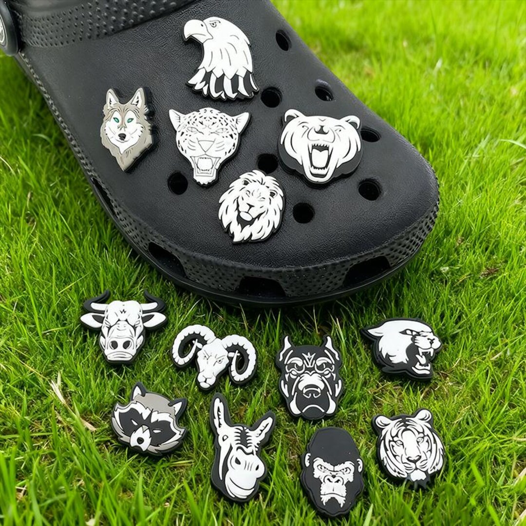 Black and White Animal Head Crocs Charms | Minimalist Shoe Accessories ...