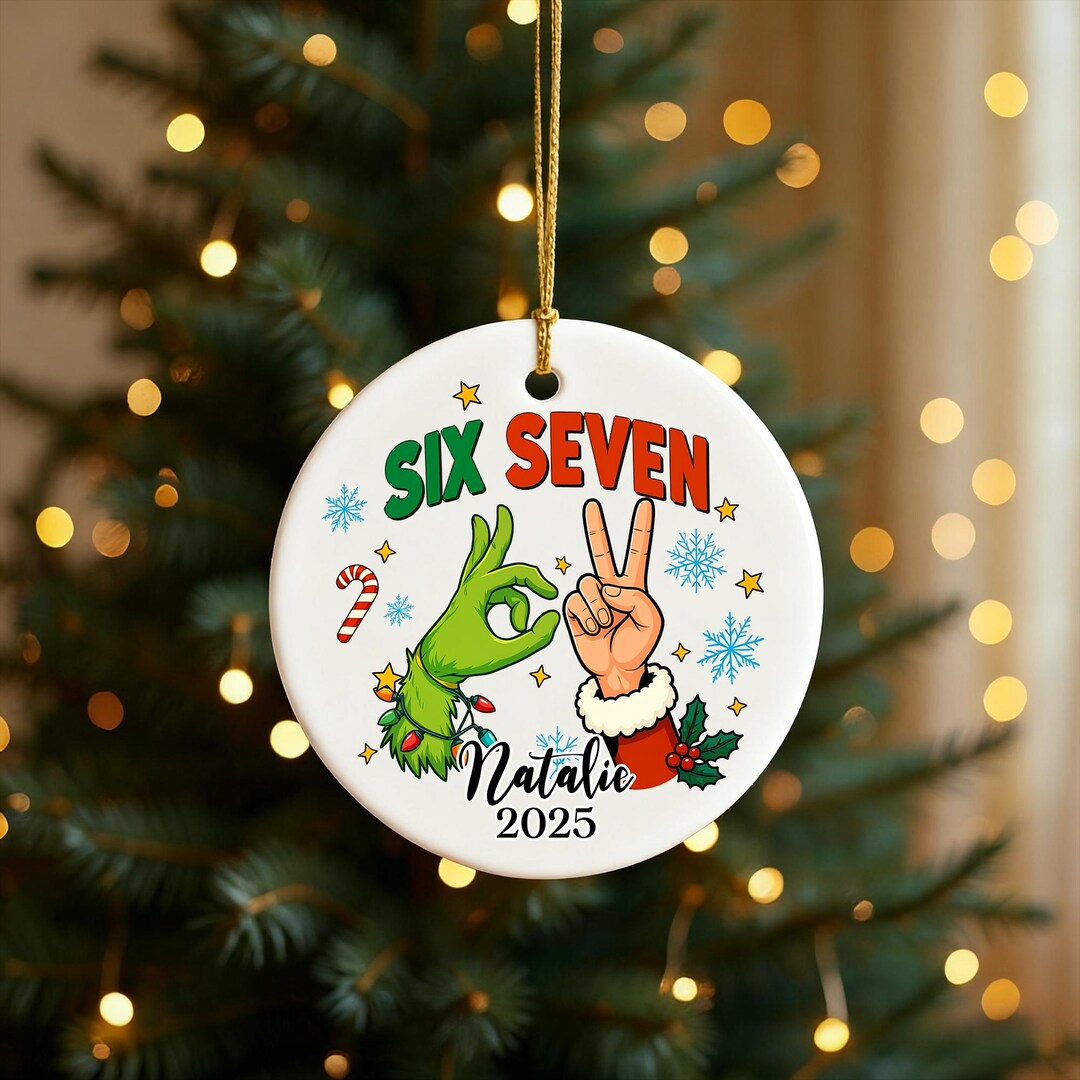 Personalized Funny Six Seven Ornament, Custom 67 Meme Christmas Gift ...