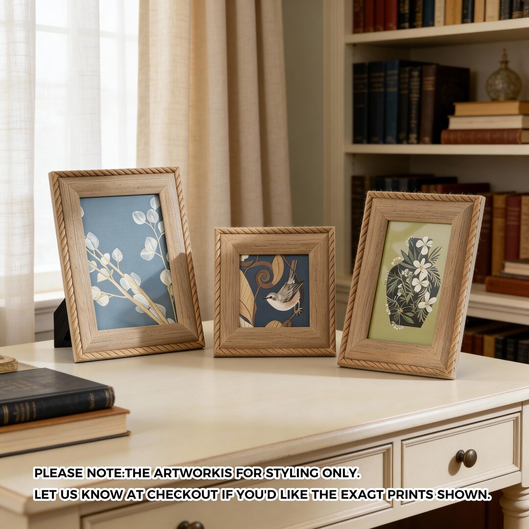 Rustic Rope Edge Wooden Picture Frame – Farmhouse Vintage Style Photo ...