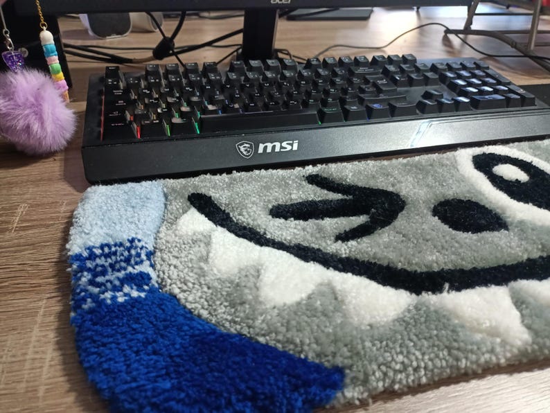 Labubu Tufting Keyboard Rug | Handmade Tufted Rug | Gamer Desk Decor - Etsy