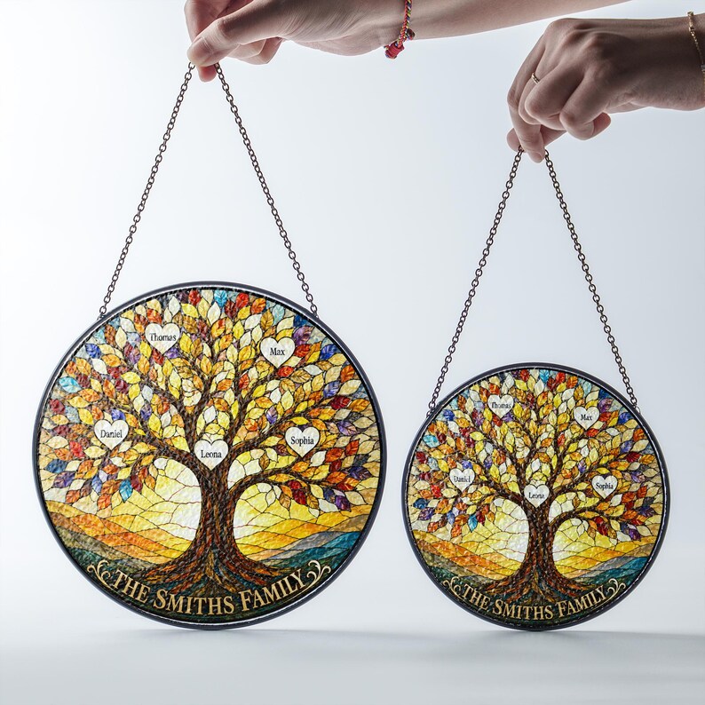 Personalized Tree of Life Family Stained Glass Ornament, Family ...