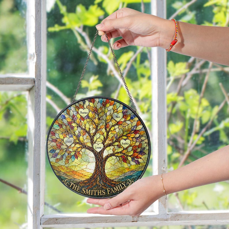 Personalized Tree of Life Family Stained Glass Ornament, Family ...