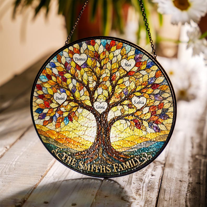 Personalized Tree of Life Family Stained Glass Ornament, Family ...