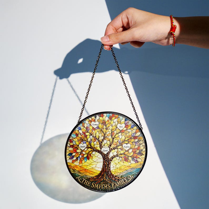 Personalized Tree of Life Family Stained Glass Ornament, Family ...