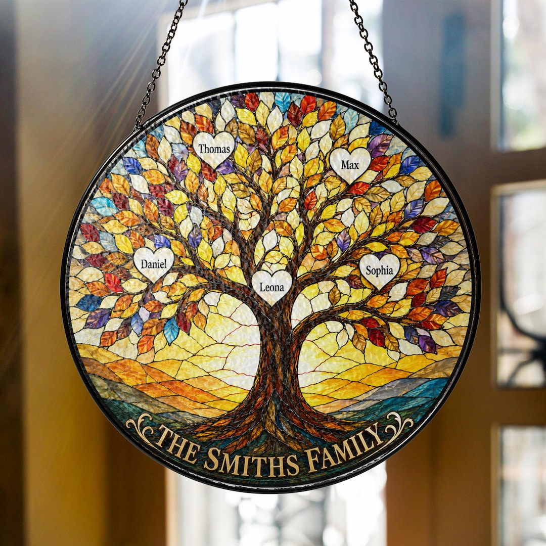 Personalized Tree of Life Family Stained Glass Ornament, Family ...