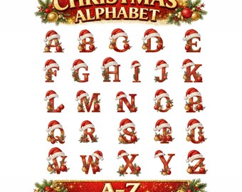Christmas Alphabet Clipart PNG | Festive Letters & Numbers Set ...