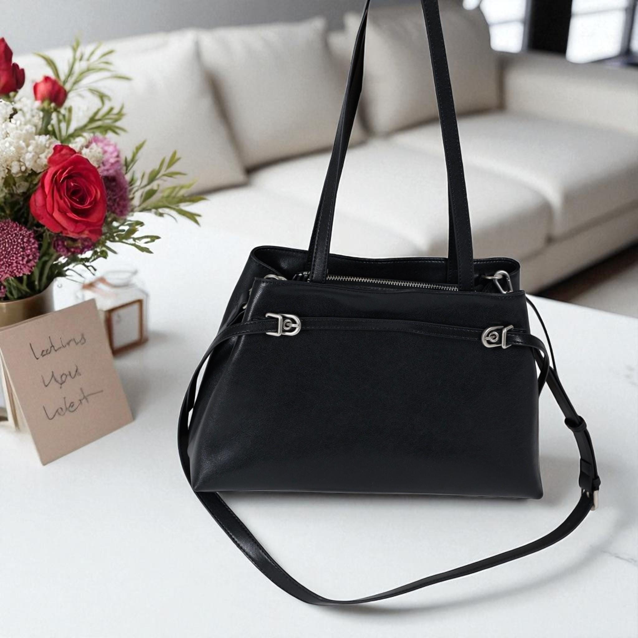 Genuine Leather Shoulder Crossbody Bag: Large Minimalist Tote Purse - Etsy