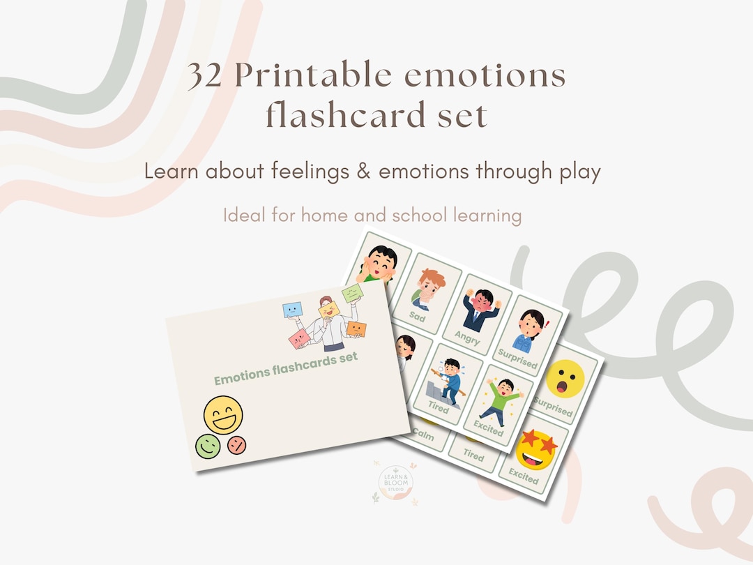 Emotions Flashcards Printable | 32 Feelings Cards for Preschool Social ...