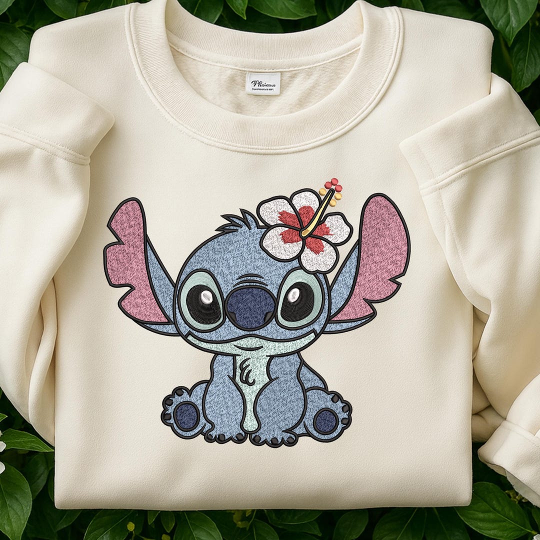 Blue Alien Embroidery Design, Cute Space Creature With Flower, Kawaii ...