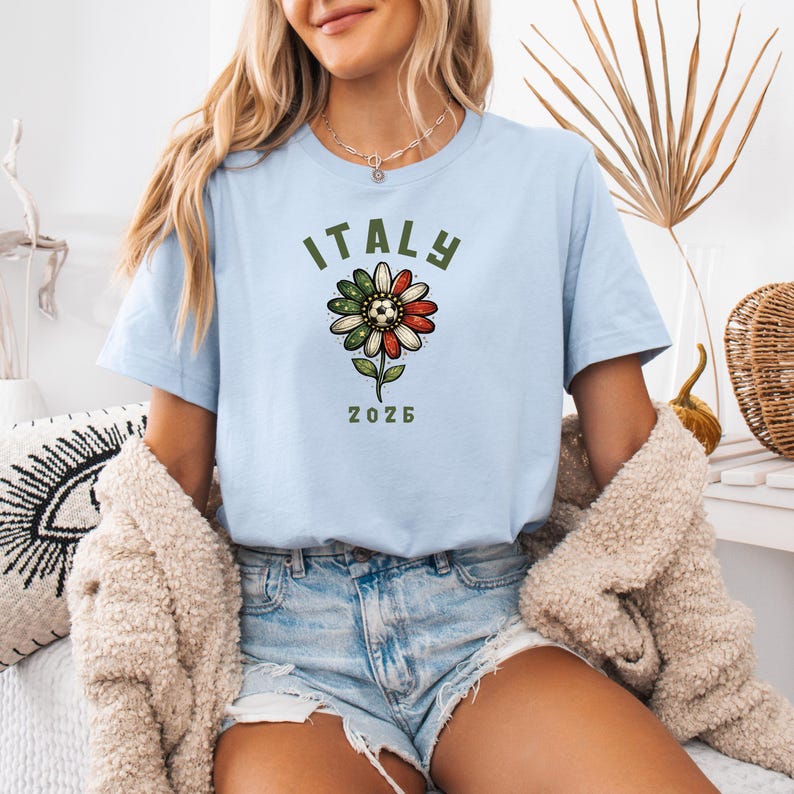 Italy Football Flower Shirt, Italian Football Fan Tee, Bella Canvas ...