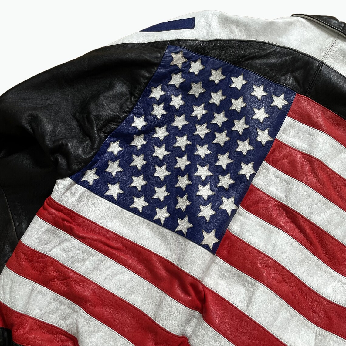 Vintage Genuine Leather USA Flag Jacket | Unisex Size M - Etsy
