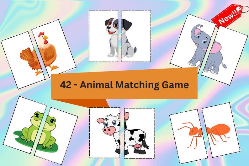 Animal Matching Game Printable – Cute Split Animal Worksheet for Kids ...