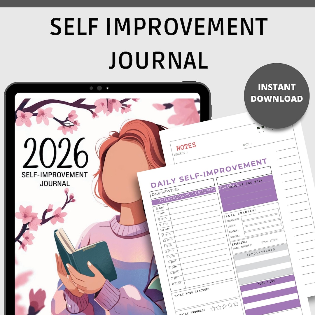 2026 Self Improvement Journal | Printable Goal Setting & Habit Tracker ...