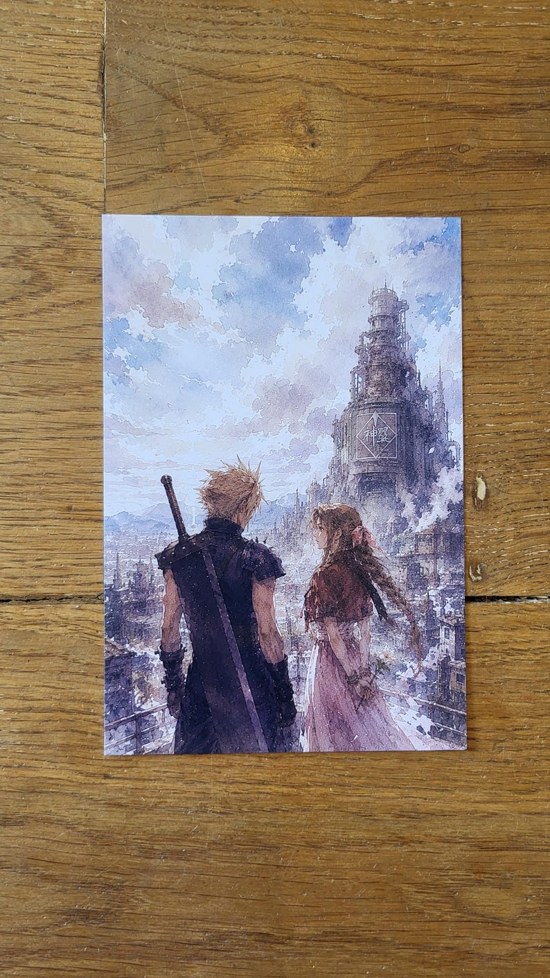 Postcard Inspired by Final Fantasy, A6, Watercolor Style, Gift, Anime ...