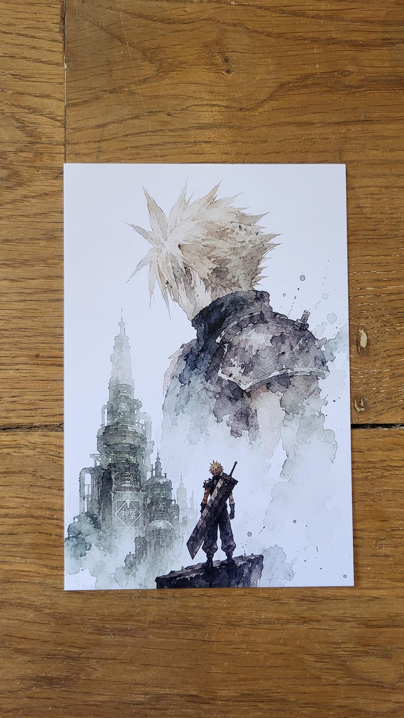 Postcard Inspired by Final Fantasy, A6, Watercolor Style, Gift, Anime ...