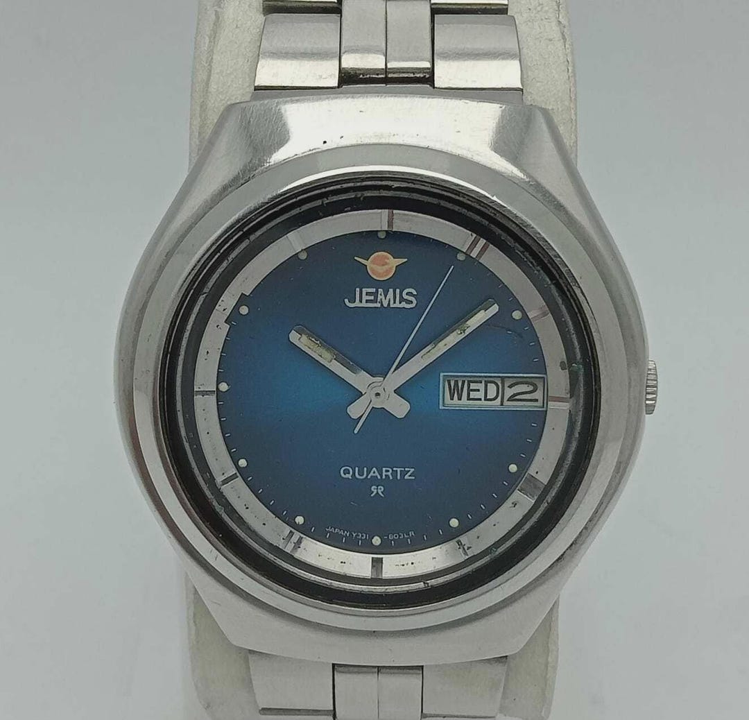 Jemis Y331-8030 Quartz Day/date Blue Dial Vintage Men’s Watch - Etsy