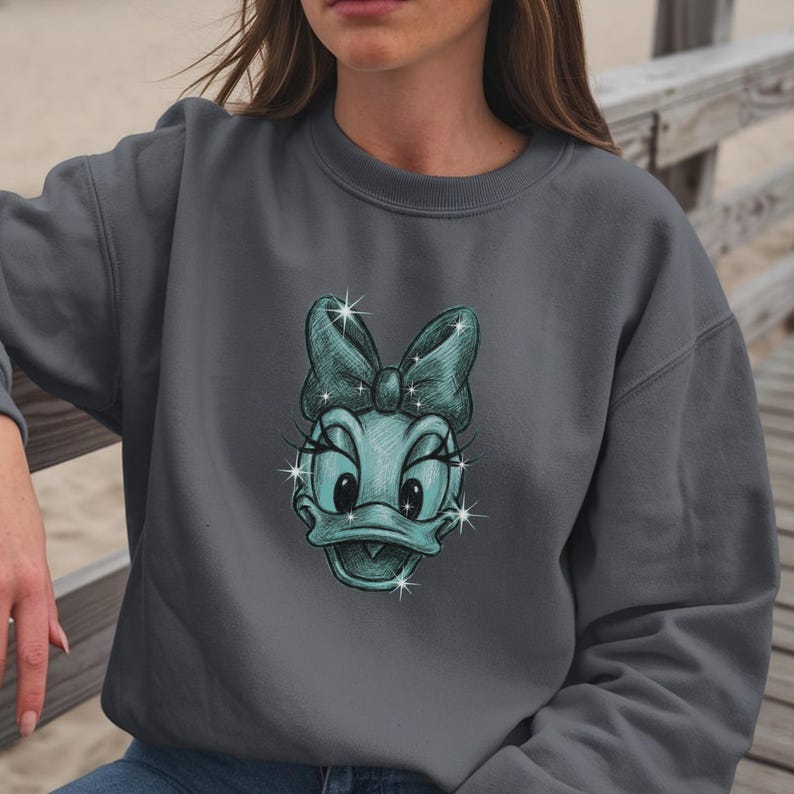 Blue Sketch Daisy Duck Design - Gildan 18000 Disney Sweatshirt - Gift ...