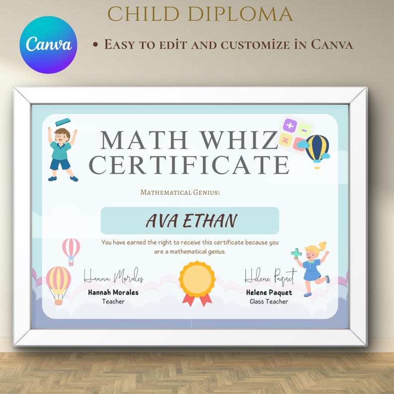 Math Whiz Award – Printable Certificate for Kids, Homeschool or ...