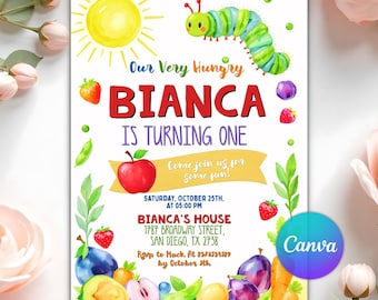 Very Hungry Caterpillar First Birthday Invitation, Hungry Caterpillar ...