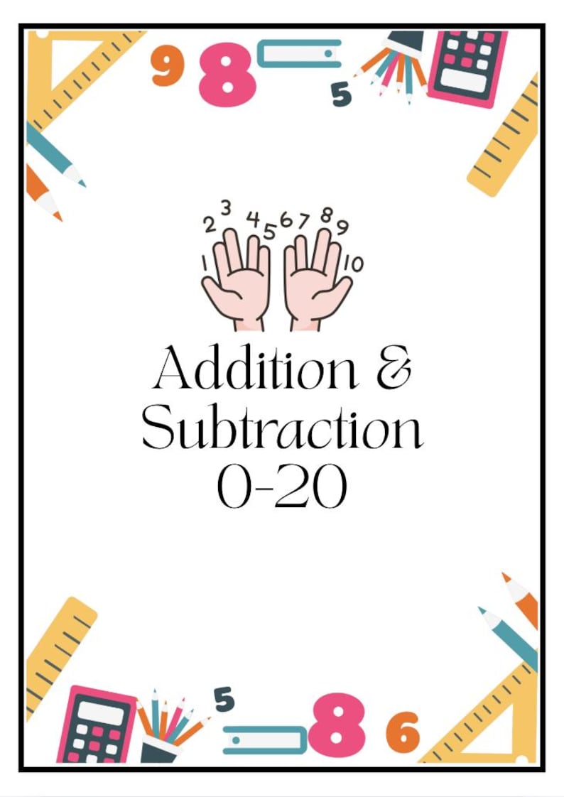 Addition & Subtraction 0–20 Activity Book - Etsy