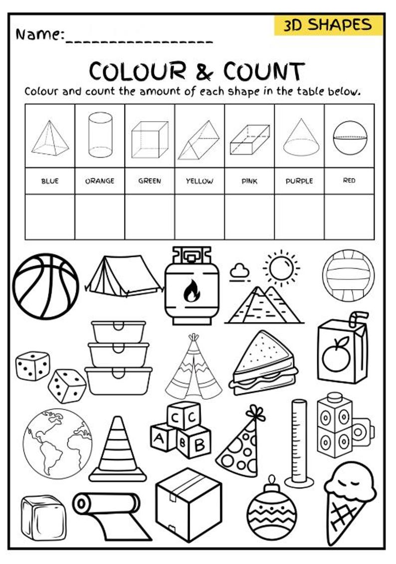3D Shapes Activity Book | Cut & Build Nets, Counting, Sorting and ...