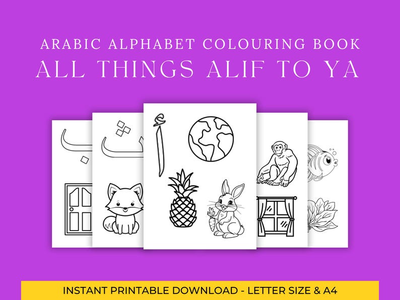 Arabic Alphabet Colouring Pages for Kids | Learn Arabic Letters ...