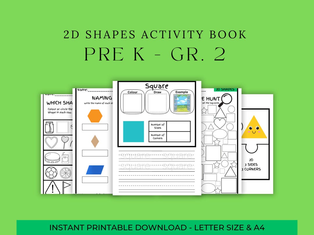 2D Shapes Workbook for Kids | Shape Hunts, Tracing & Matching ...