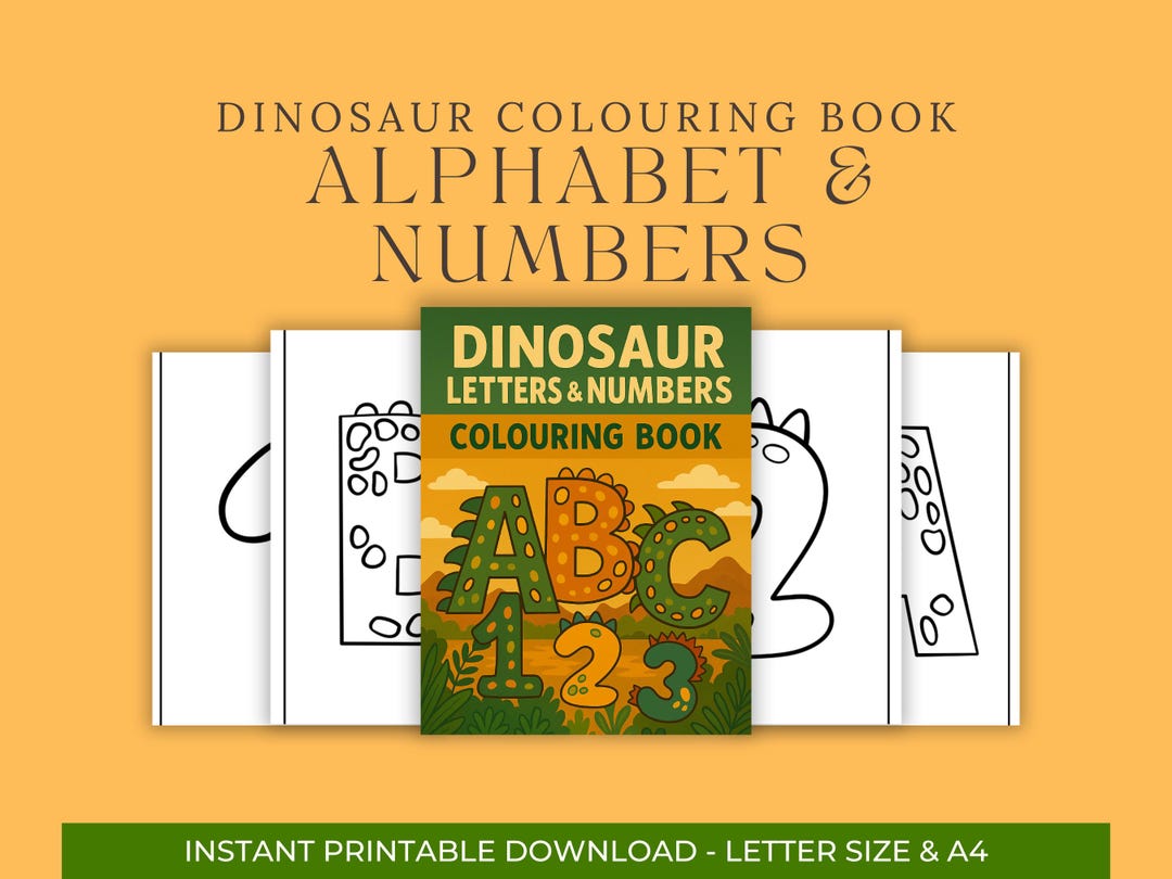 Dinosaurs Alphabet & Numbers Colouring Books Bundle for Littles - Etsy ...