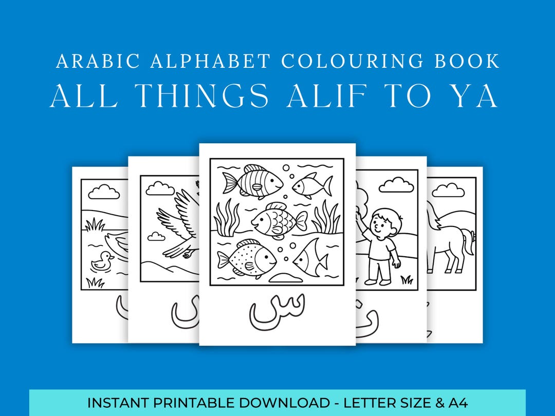Arabic Alphabet Colouring Book Alif to Ya | Learn Arabic Letters ...