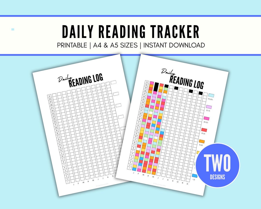 Printable Daily Reading Tracker: A4 & A5 Sizes (instant Download) - Etsy