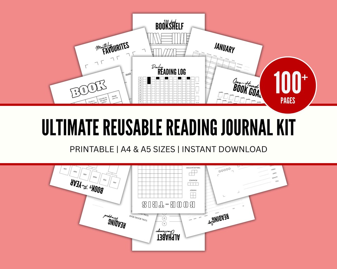 Reusable Reading Journal Printable Kit: Book Tracker, Review Pages (A4 ...