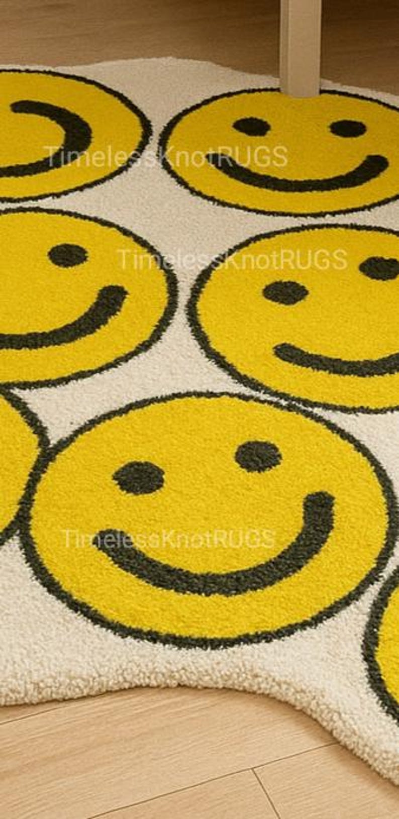 Buy Smiley Face Tufted Rug – Fun Yellow Happy Face Carpet | Handmade ...