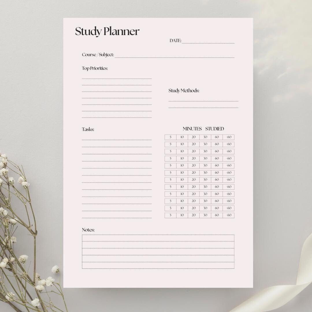 Weekly Study Planner Template PDF | Minimalist Weekly Schedule | Simple ...