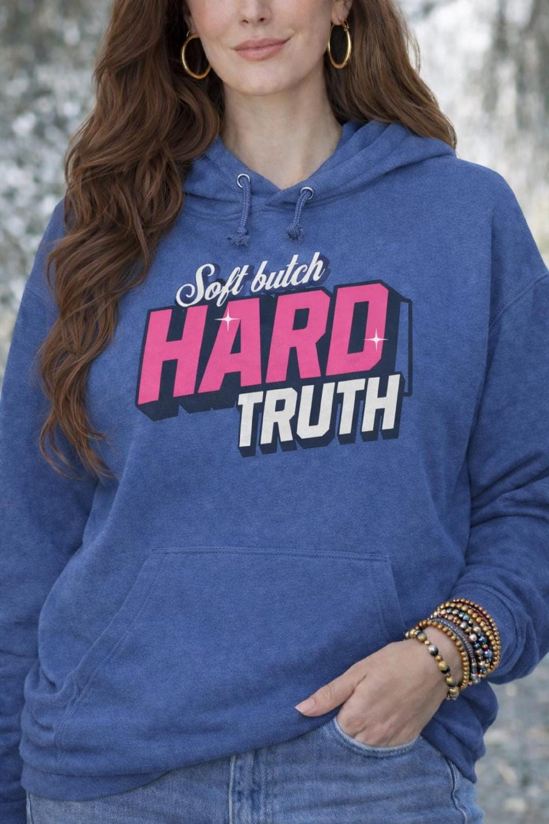 Soft Butch Hoodie: Bold Pink and White Statement Print - Etsy