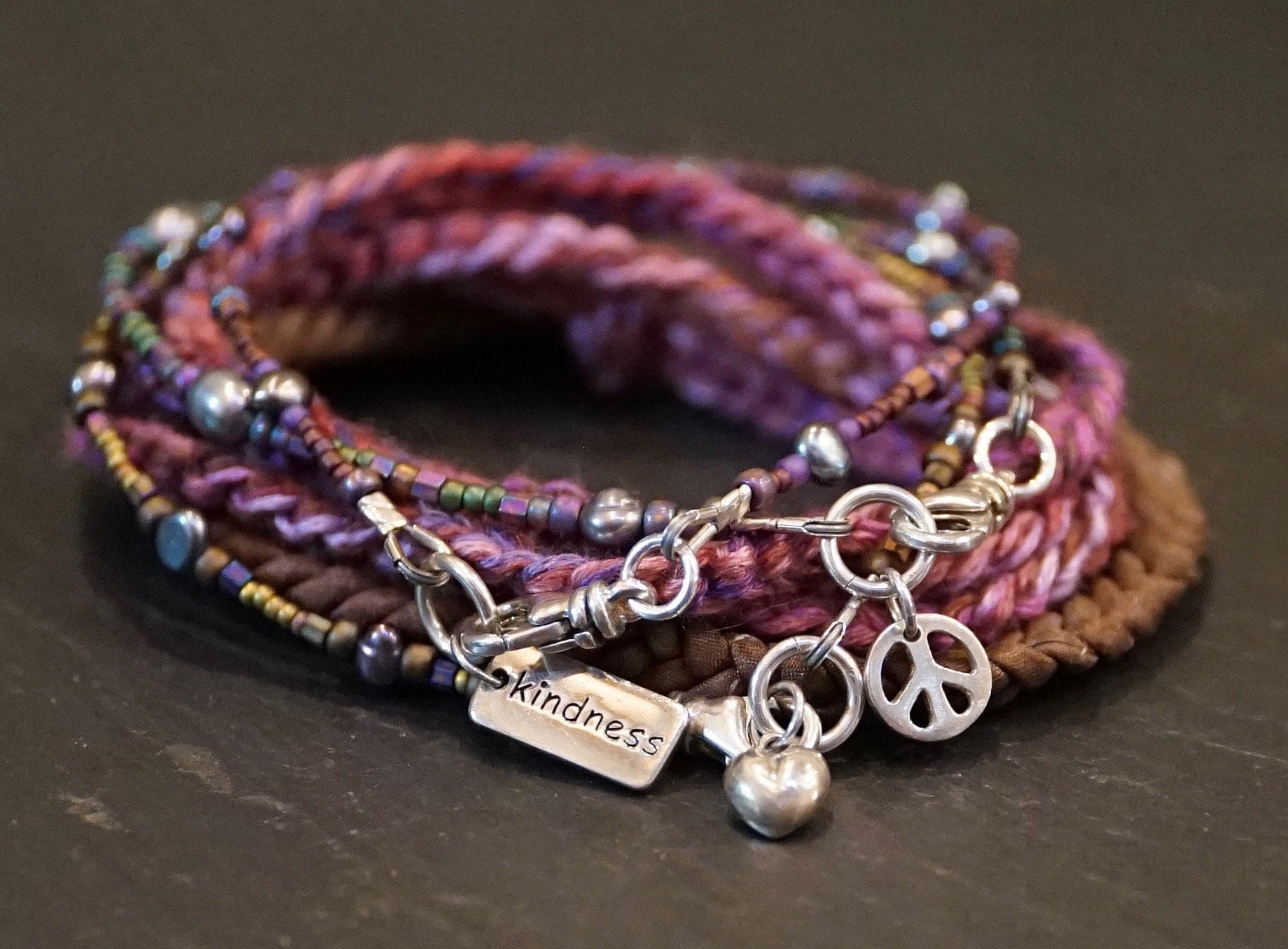 Peace and Kindness Karma Warrior Wrap Bracelet Necklace, Empathic ...