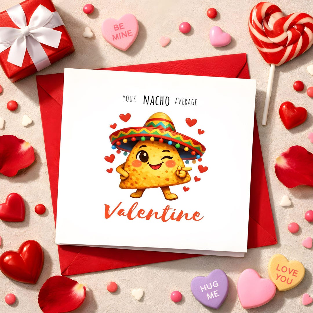 Nacho Average Valentine Card Printable, Funny Valentine Card PDF, Cute ...