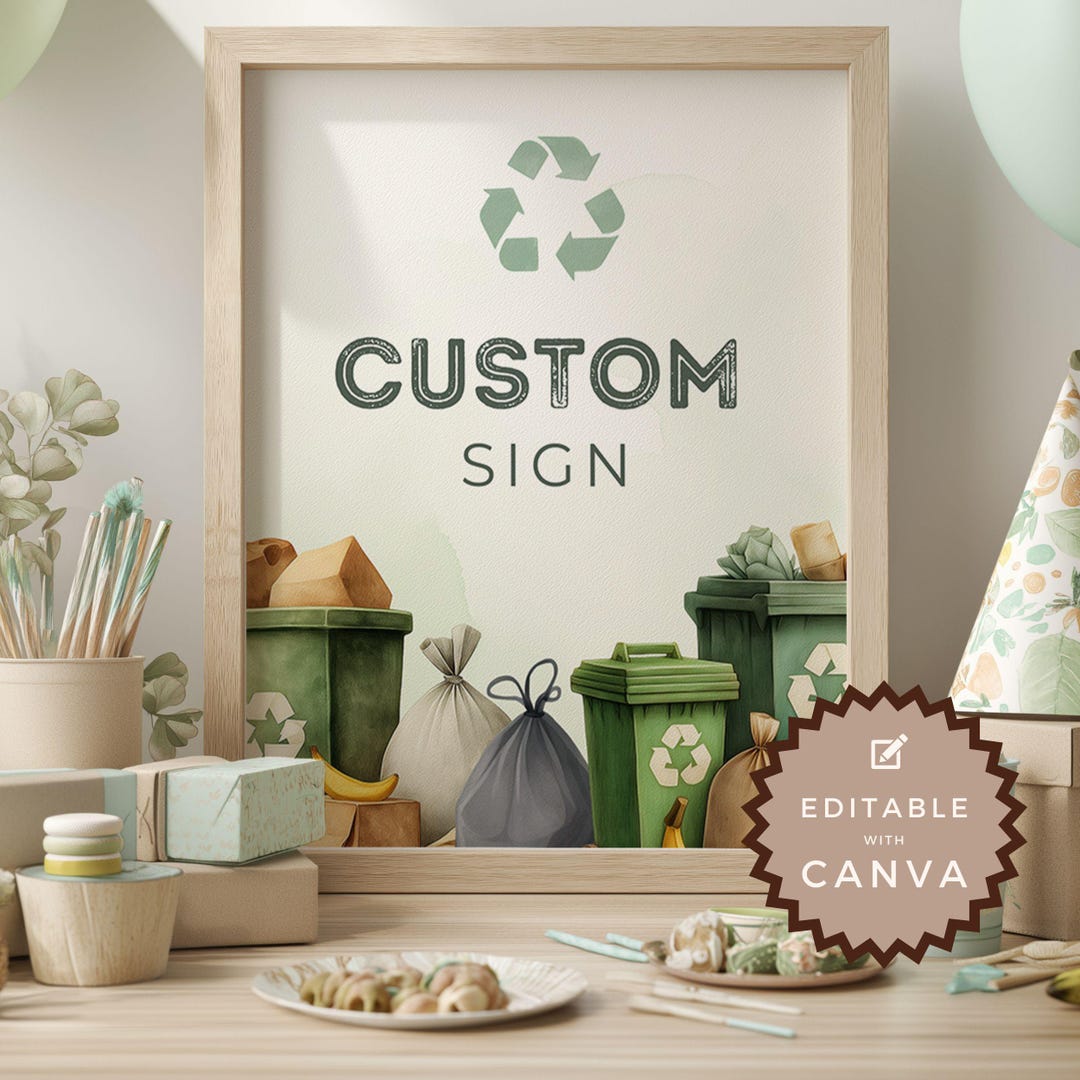 Editable Garbage Truck Birthday Custom Sign , Personalized Trash Party ...