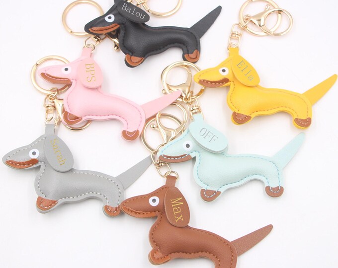Sausage Dog Keychain || Crochet Dog Bag Charm, Dachshund Keychain ...