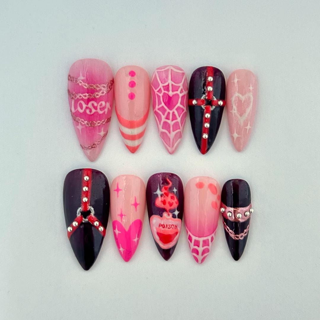 Angel Dust Press-on Nails, Hazbin Hotel Nails, Hand-made Alternative ...