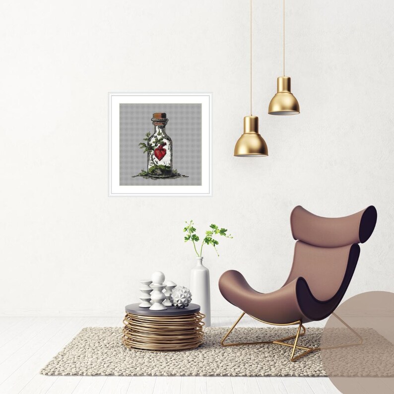 Botanical Heart Cross Stitch Pattern | Mystical Floral Design PDF - Etsy