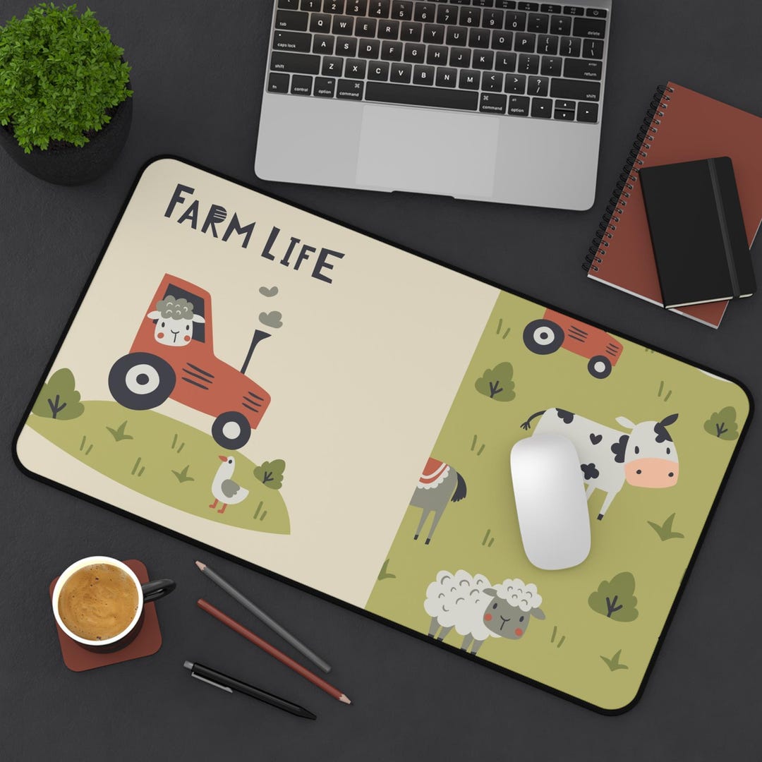 Farm Animal Desk Mat: Whimsical Neoprene Office Decor - Etsy