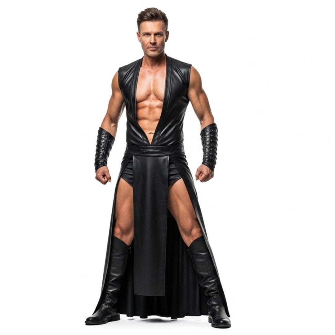 Handmade Men’s Leather Vest and Kilt – Rugged Warrior Cosplay, Gothic ...
