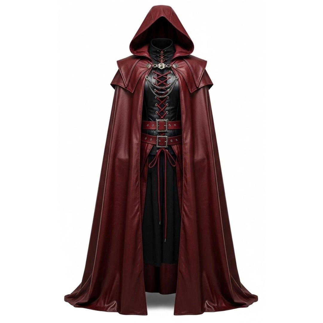 Handmade Leather Vampire Cloak With Vest – Gothic Dracula Costume ...