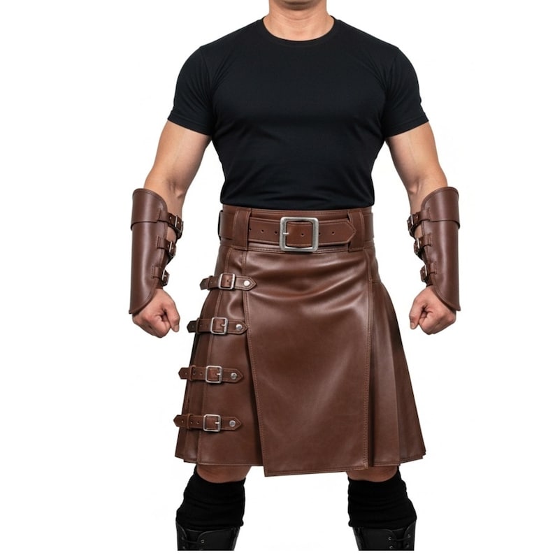 Handmade Leather Gladiator Kilt for Men – Medieval Warrior Pleated ...