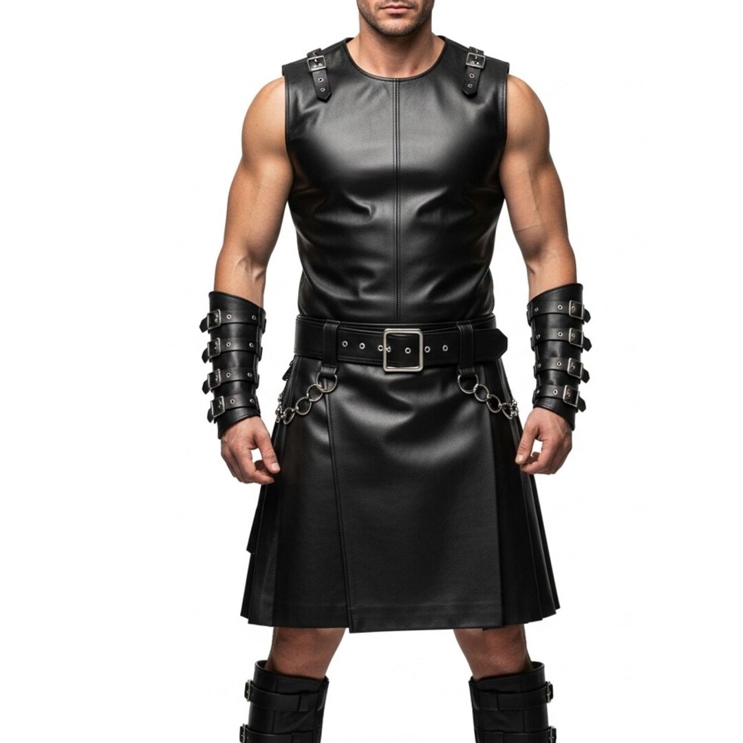 Handmade Gladiator Leather Kilt & Armor Vest – Genuine Spartan Warrior ...